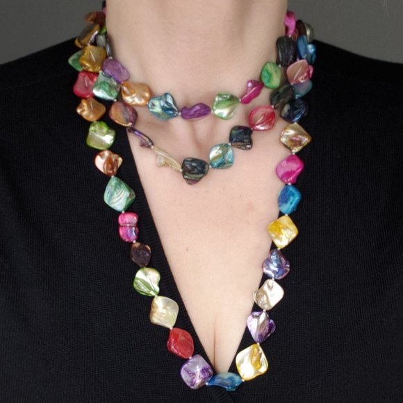 Jewelry | Multicolor Sea Shell Bead Necklace | Poshmark